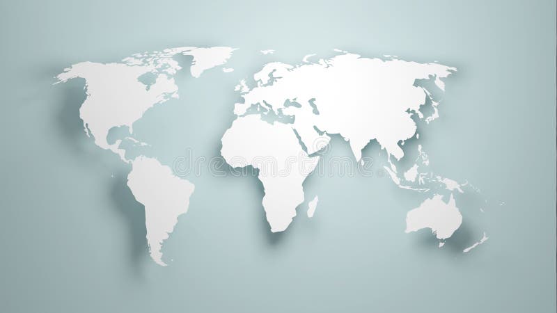 World Map Banner Concept. Detailed Flat Map of Continents. 3d Rendering Stock Illustration ...