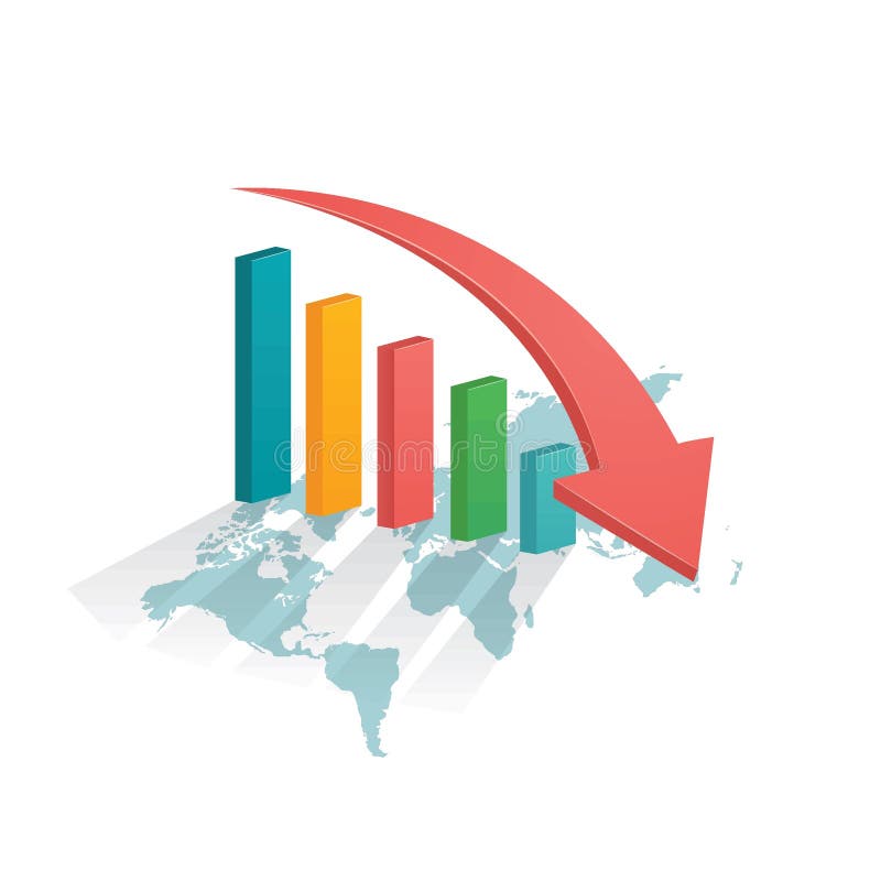 World Map with Bar Graphs Concept. Vector Illustration Decorative ...