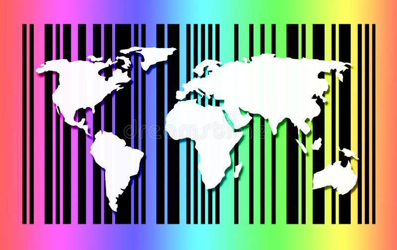 World Map on Barcode Background Stock Illustration - Illustration of ...