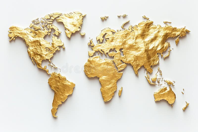 A World Map Beautifully Illustrated Against a Clean White Background ...