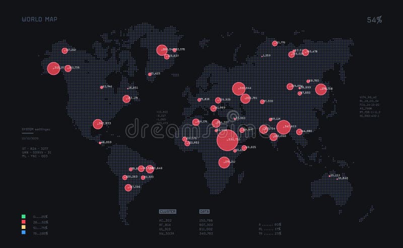 World Map Big Data Visualization Abstract Data On Map Global Activity