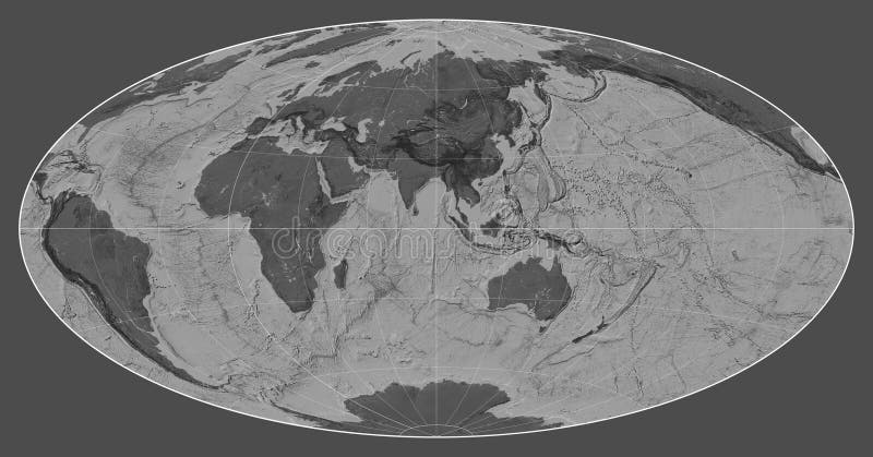 World Map. Bilevel. Aitoff Projection. Meridian: 90 East Stock ...