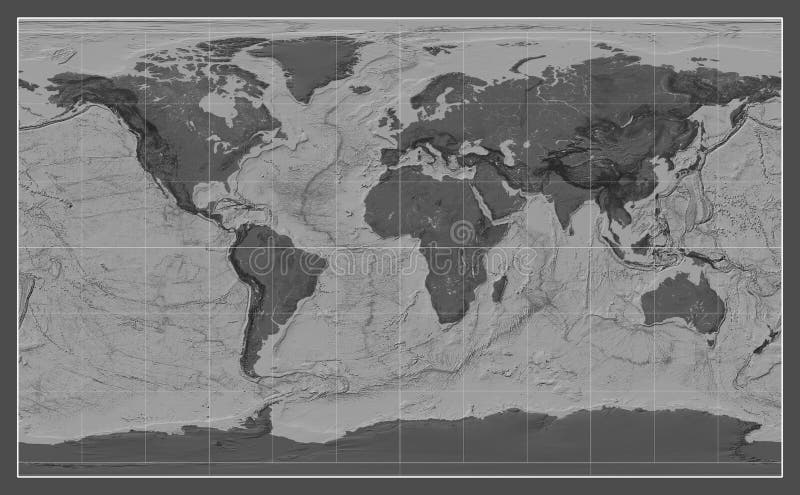 World Map. Bilevel. Compact Miller Projection. Meridian: 0 Stock ...