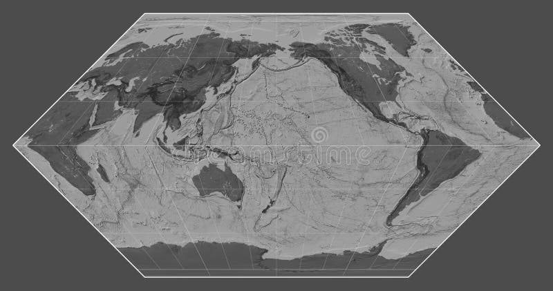 World Map. Bilevel. Eckert I Projection. Meridian: 180 Stock ...