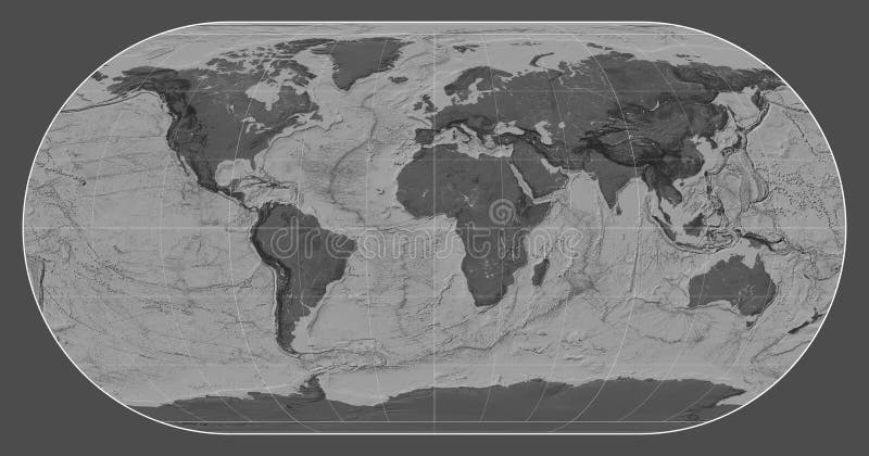 World Map. Bilevel. Eckert III Projection. Meridian: 0 Stock ...