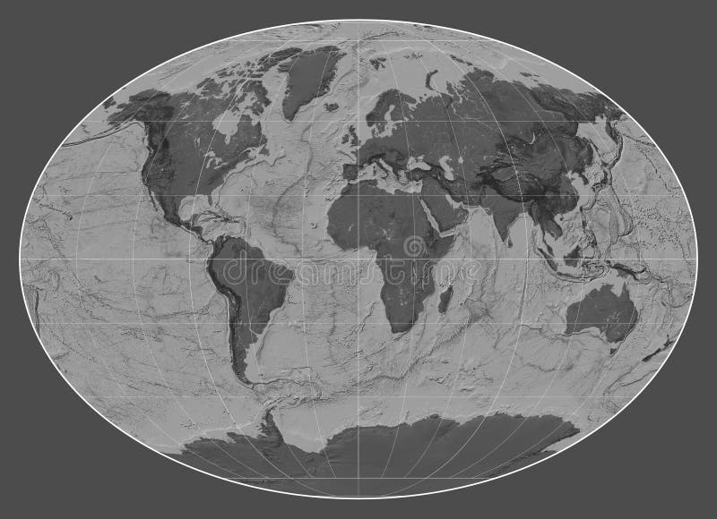World Map. Bilevel. Fahey Projection. Meridian: 0 Stock Illustration ...