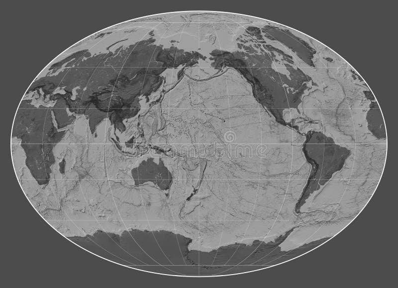 World Map. Bilevel. Fahey Projection. Meridian: 180 Stock Illustration ...