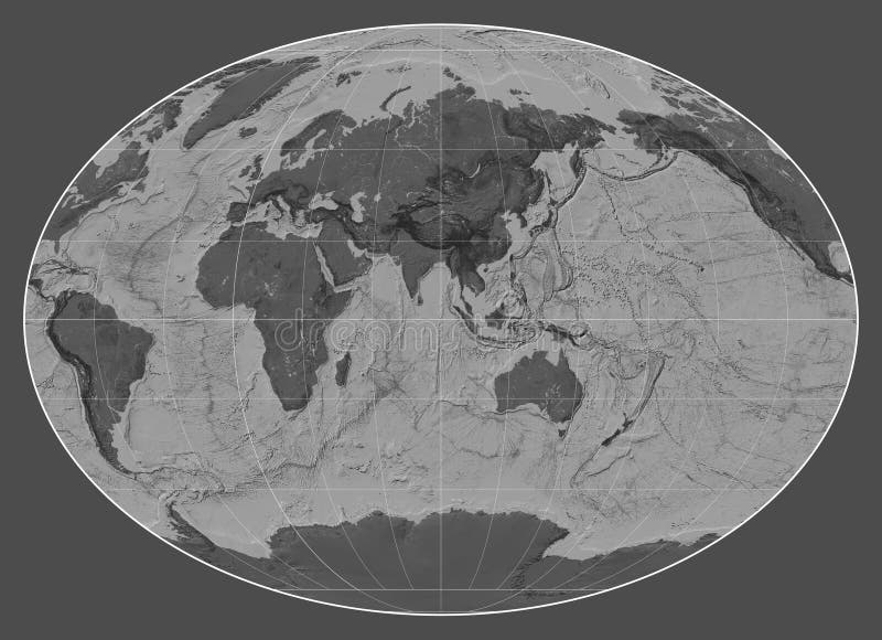 World Map. Bilevel. Fahey Projection. Meridian: 90 East Stock ...