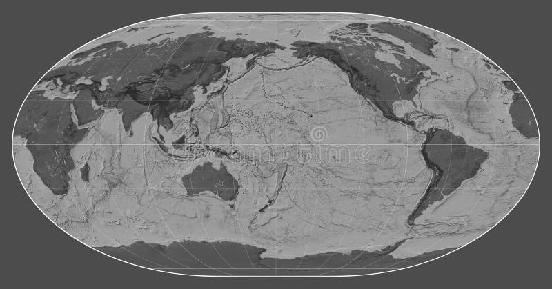 World Map. Bilevel. Loximuthal Projection. Meridian: 180 Stock ...