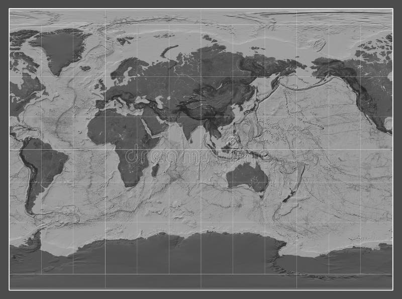 World Map. Bilevel. Miller Cylindrical Projection. Meridian: 90 Stock ...
