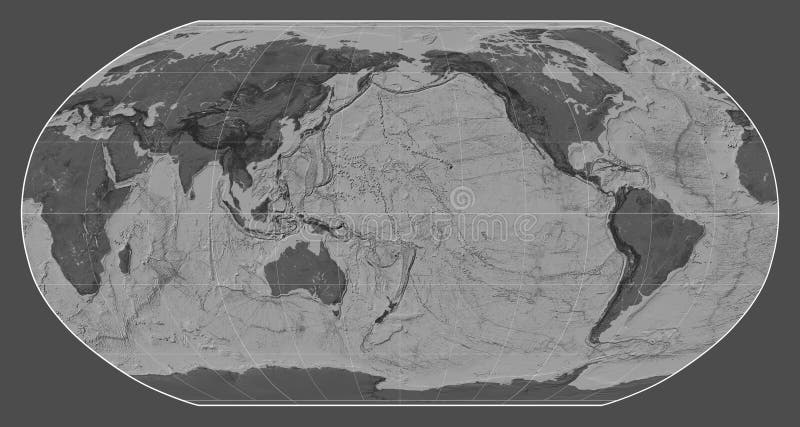 World Map. Bilevel. Robinson Projection. Meridian: 180 Stock ...