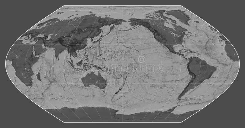 World Map. Bilevel. Winkel I Projection. Meridian: 180 Stock ...