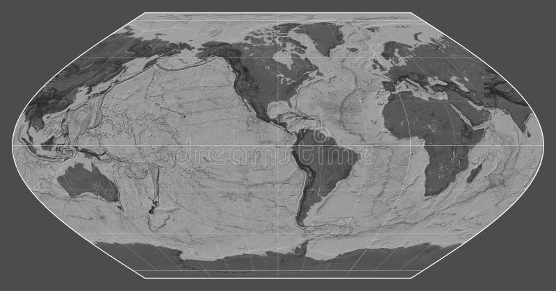 World Map. Bilevel. Winkel I Projection. Meridian: -90 West Stock ...