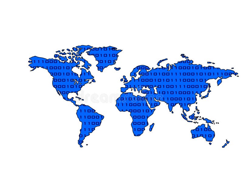 World Map Binary (Blue) stock illustration. Illustration of canada - 350346