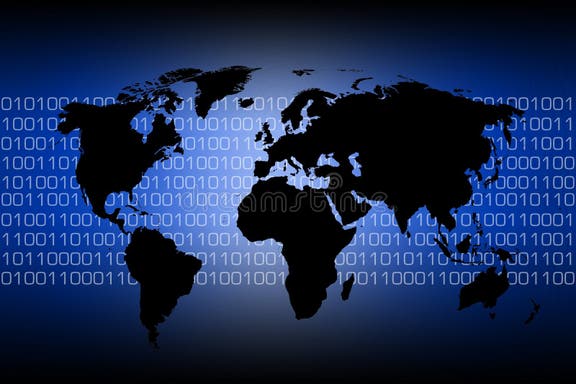 World map - binary code stock illustration. Illustration of global ...
