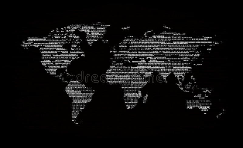 World Map with Binary Code Background Stock Image - Image of effect ...