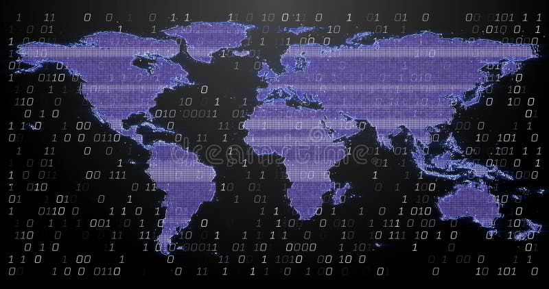 World Map with Binary Code, Data Processing Animation Stock Video - Video of internet, code ...