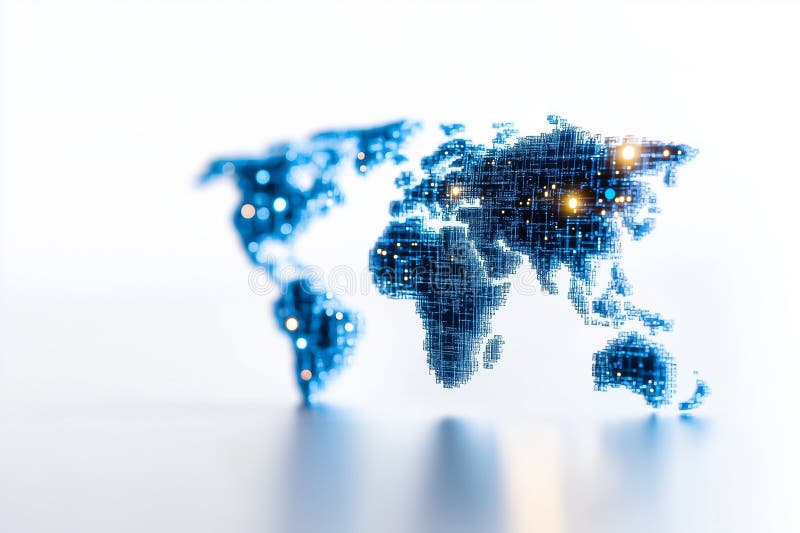 A World Map In Binary Code Symbolizing Modern Technology And Global Digital Communication Stock
