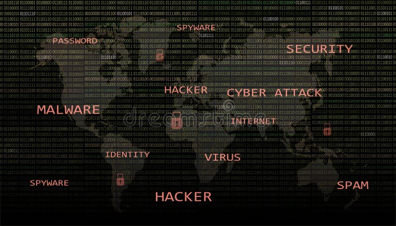 World Map with 01 or Binary Numbers on the Computer Screen on Monitor ...