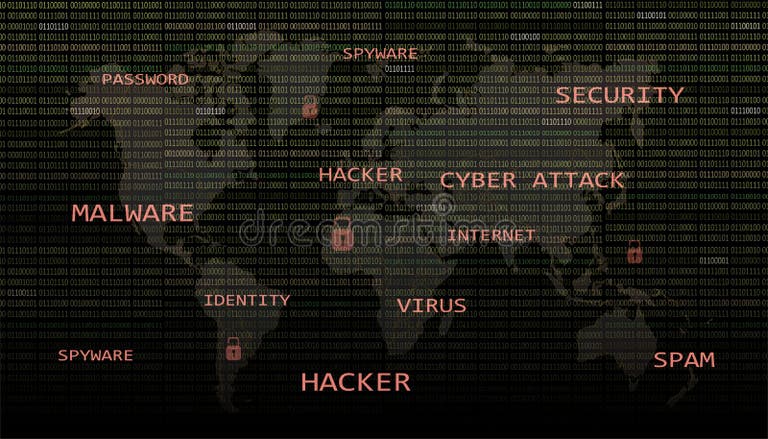 World Map with 01 or Binary Numbers on the Computer Screen on Monitor Matrix Background Stock ...