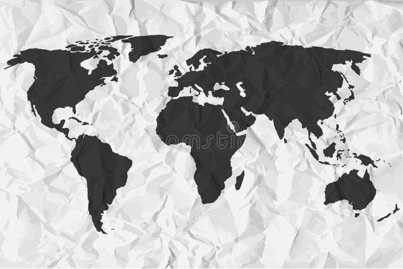 World Map in Crumpled Paper Style. Seven Colors Stock Illustration ...