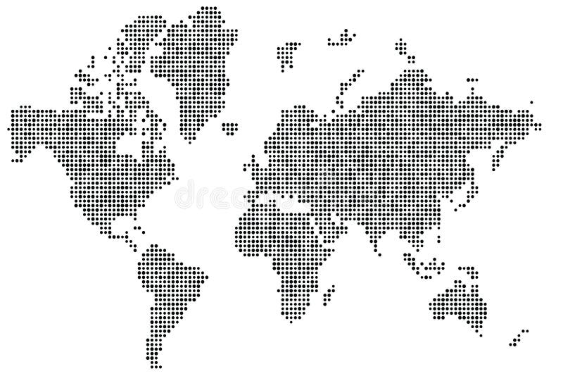 World Map of Black Dots Isolated on White, Dotted Design Stock Vector ...