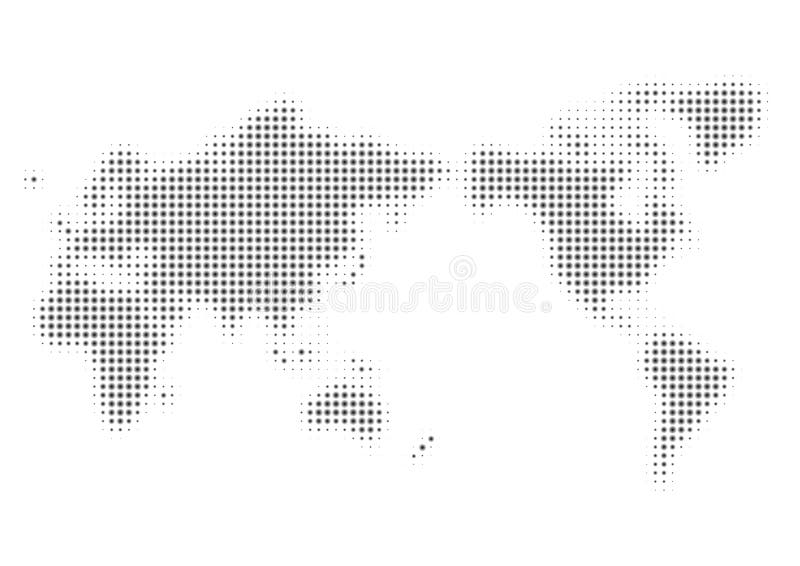 World Map. White Gradient Dot Pattern on Blue Background. Vector ...