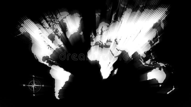 World Map in Black and White Abstract Illustration Stock Illustration ...
