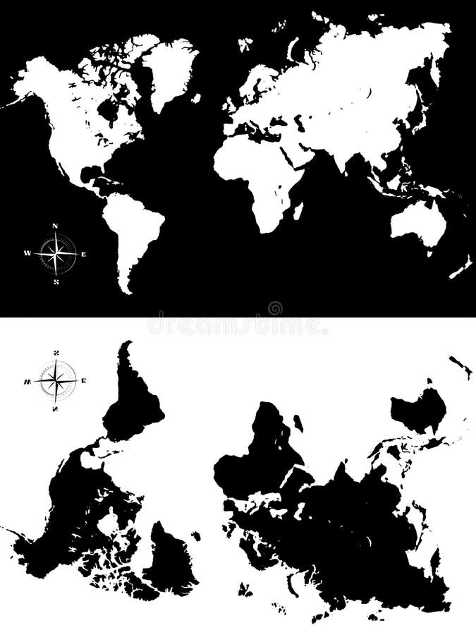 World Map in Black and White Abstract Illustration Stock Illustration ...