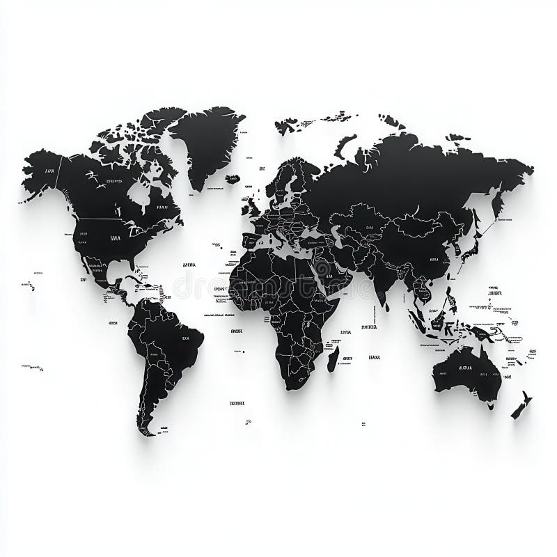 Black White World Map Countries Stock Illustrations – 4,824 Black White ...