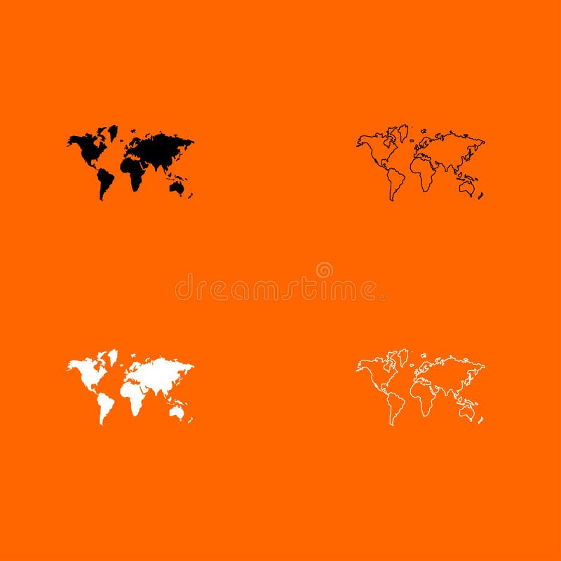World Map Black and White Set Icon . Stock Vector - Illustration of ...
