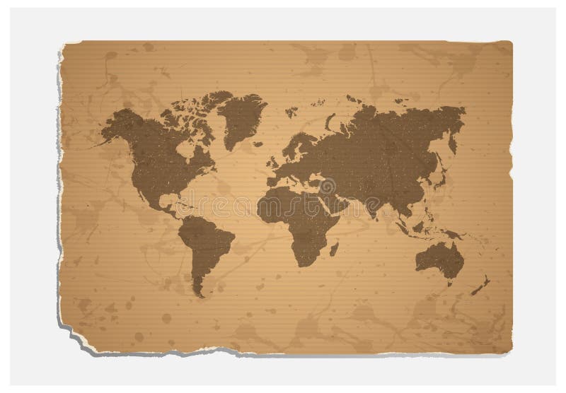 World Map on Blank Grunge Paper Texture Stock Vector - Illustration of ...