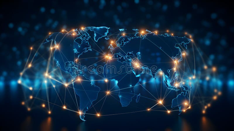 World Map and Blockchain Peer To Peer Network, Global Network Concept ...