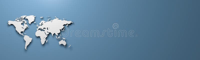 World Map on Blue Background Banner Stock Illustration - Illustration ...