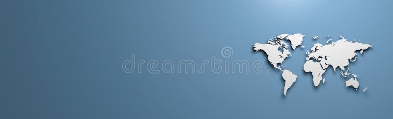 World Map on Blue Background Banner Stock Illustration - Illustration ...