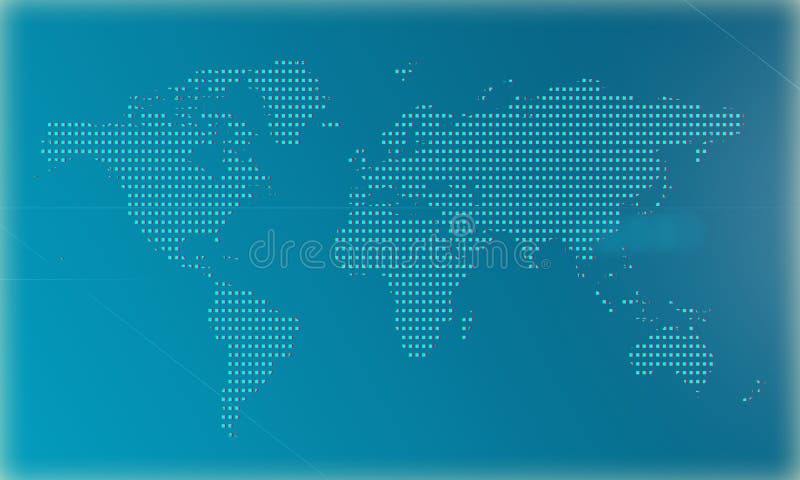 World Map on a Blue Background Made by Big Pixels. 3D Illustration ...