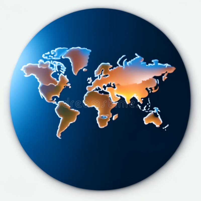 World Map in a Blue Circle on a White Background. 3d Rendering ...