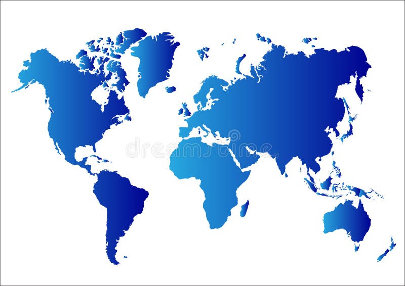 World Map Blue Color and White Background Stock Illustration ...