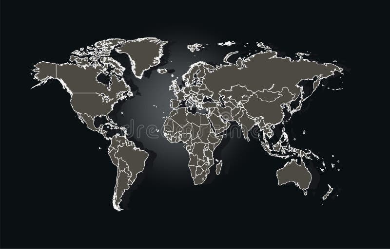 World Map Blue Futuristic Style, Moonlight Background Stock ...