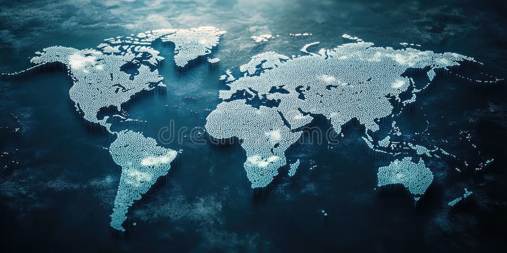 World Map with Blue Ocean Effect Stock Image - Image of effect ...