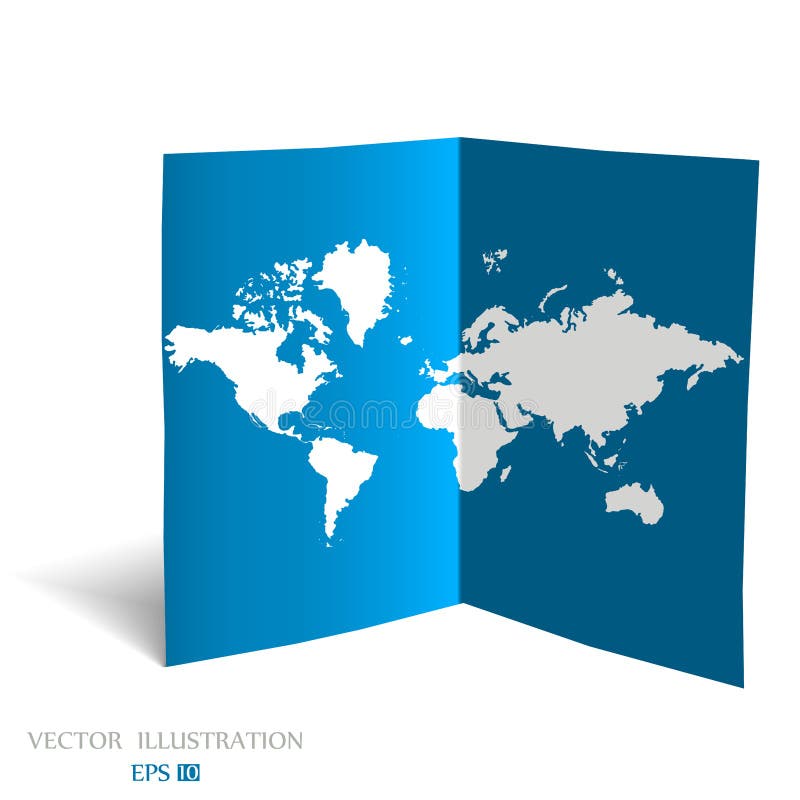 World map on blue paper stock illustration. Illustration of australia ...