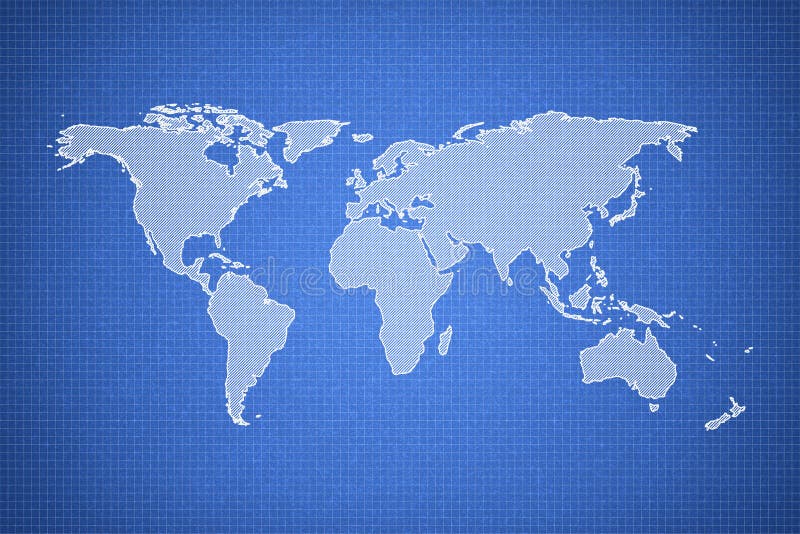 Blue Print World Map Stock Illustrations – 3,209 Blue Print World Map ...