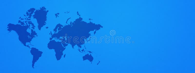 World Map on Blue Wall Background. Horizontal Banner Stock Illustration ...
