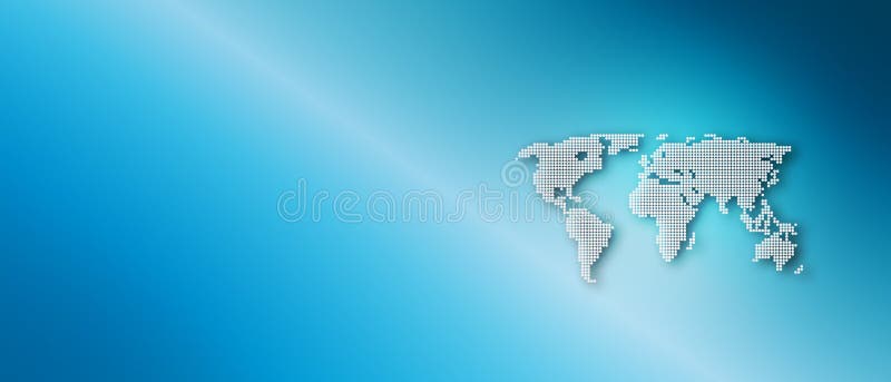 World Map on Blue and White Background Banner Stock Illustration ...