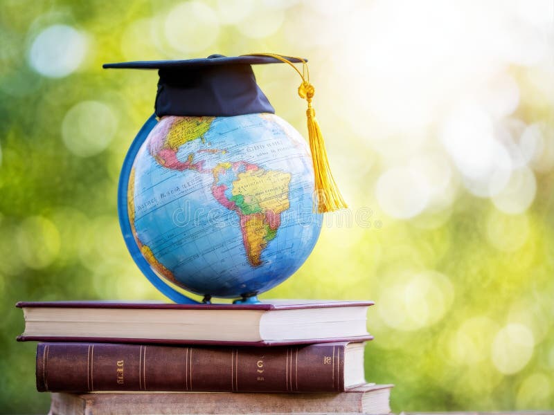 World Map with Books on Table in Classroom Stock Illustration ...