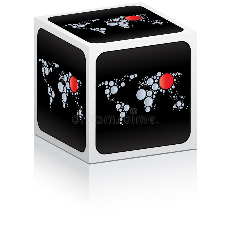 World map on box stock vector. Illustration of shape - 18196682