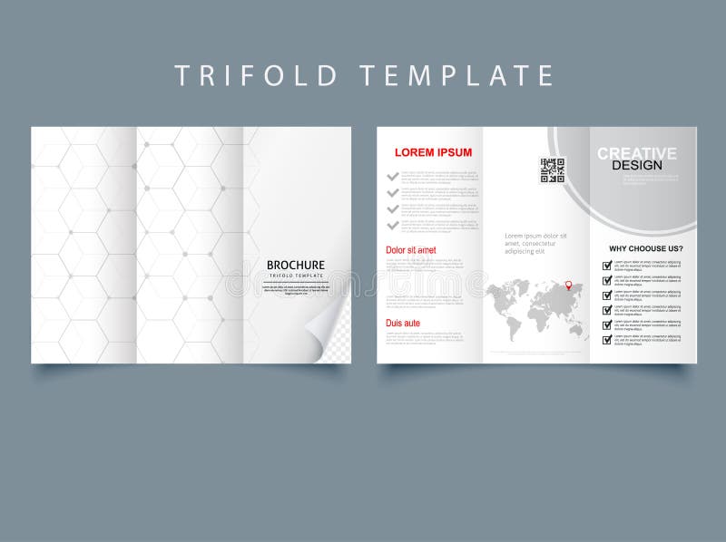 White Trifold Brochure, Flyer. World Map Brochure Stock Vector ...