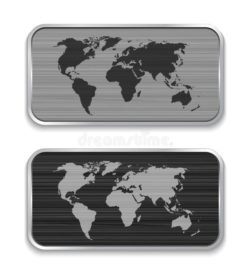 World Map on Brushed Metal App Icons Stock Vector - Illustration of ...