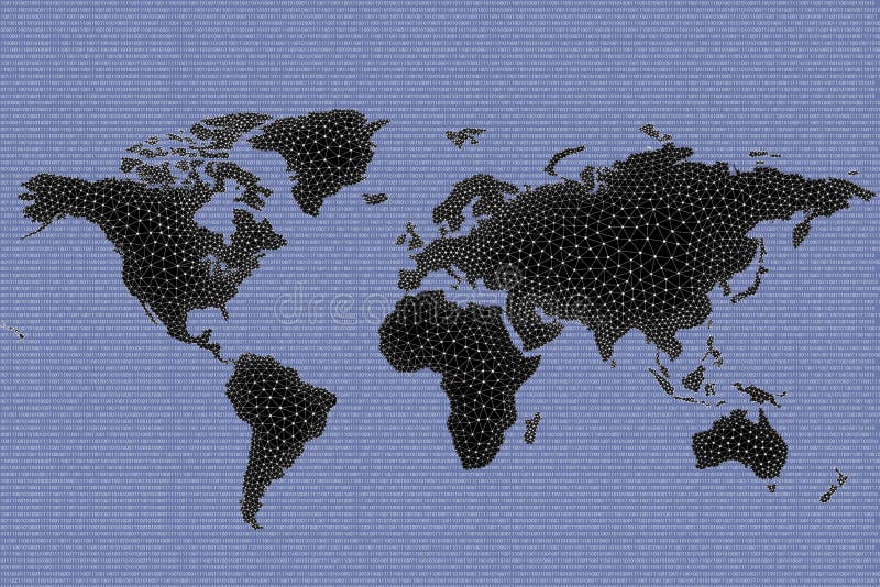 World Map Built from Data and Numbers. Binary Code. Vector Illus Stock ...