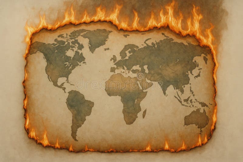 A World Map with Burning Edges. Stock Photo - Image of flame ...